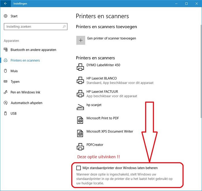 Windows 10 Help, Standaard Printer