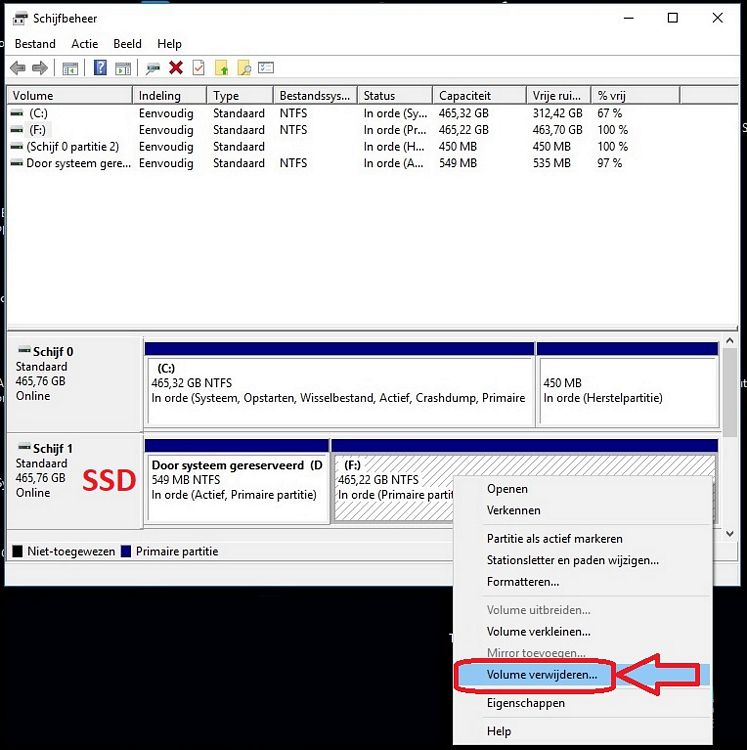 SSD partities verwijderen, Windows 10 Help