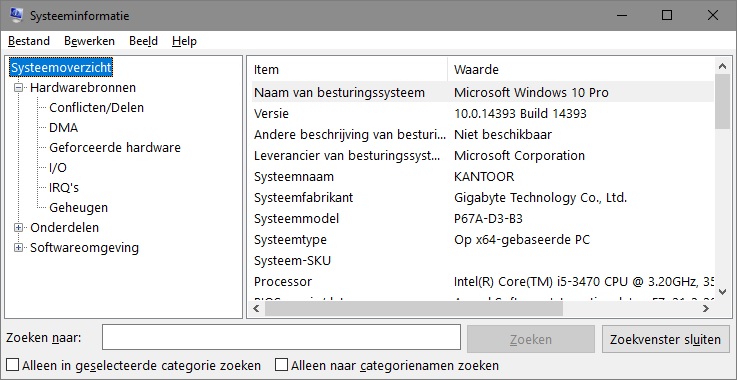 Systeemspecificaties, Systeeminformatie, Windows 10 Help