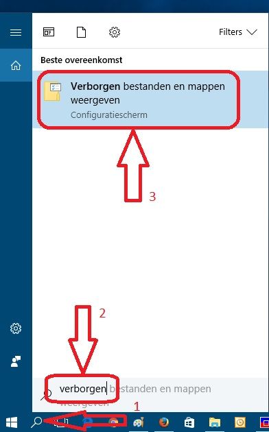 Verborgen bestanden weergeven, zichtbaar maken in Windows 10