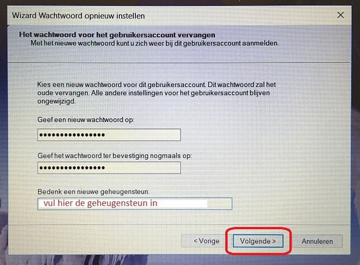 Wachtwoordherstelschijf, Windows 10 Help